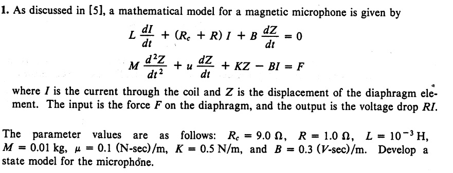 Solved 1. As discussed in [51, a mathematical model for a | Chegg.com