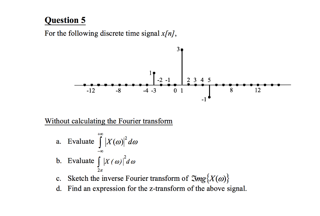 Solved Question5 For the following discrete time signal | Chegg.com