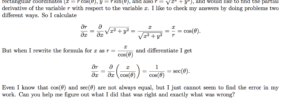 Solved Rectangular coordinates {x = r cos(theta). y = r sin | Chegg.com