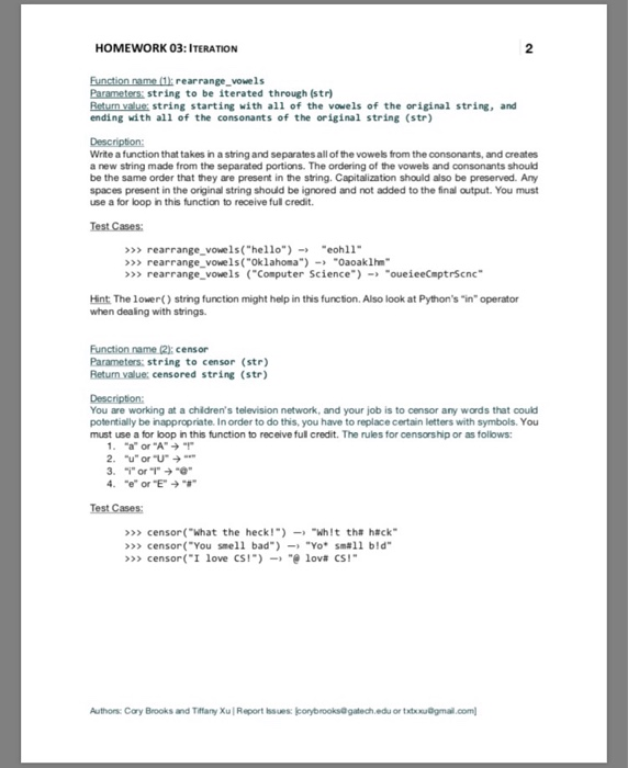 Solved ITERATION Function name (1): rearrange_vowels | Chegg.com