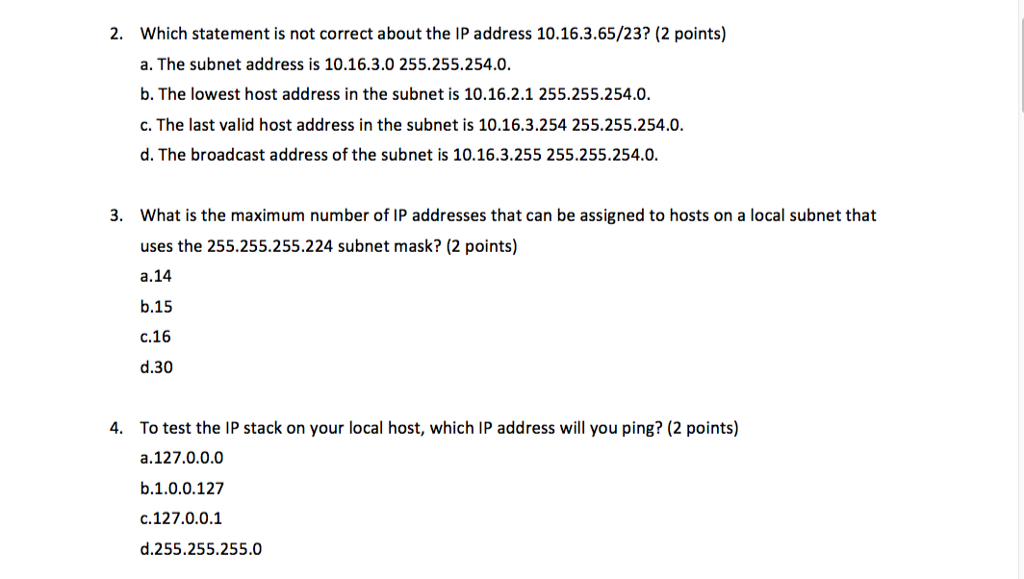 Solved Which statement is not correct about the IP address | Chegg.com