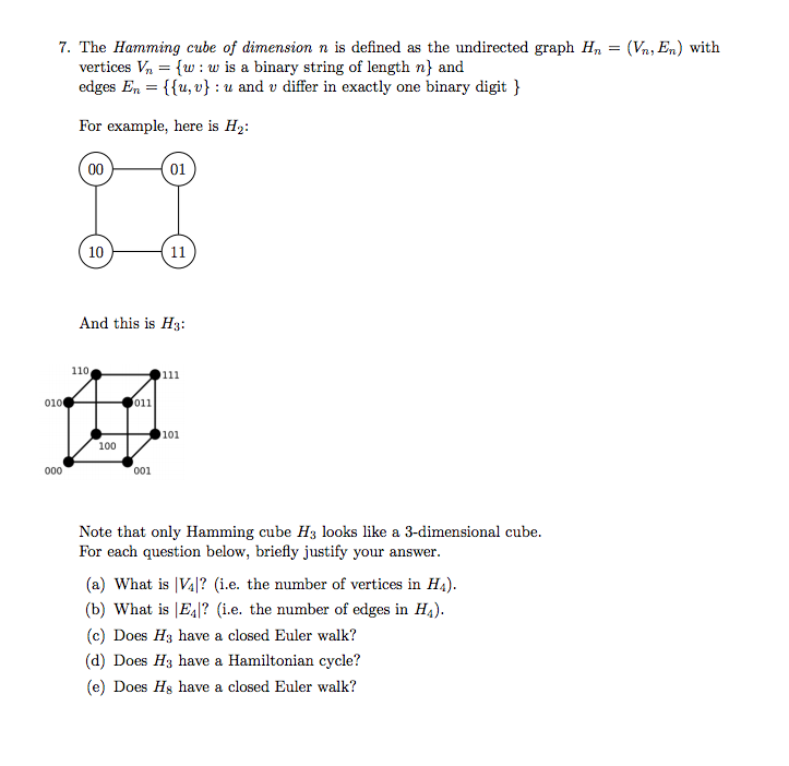 Solved The Hamming cube of dimension n is defined as the | Chegg.com