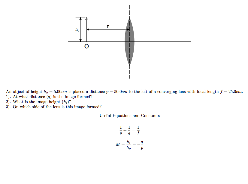 Solved An object of height hQ = 5.00cm is placed a distance | Chegg.com