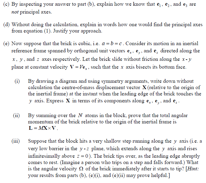 Consider a rectangular prism ("brick") of mass M , | Chegg.com