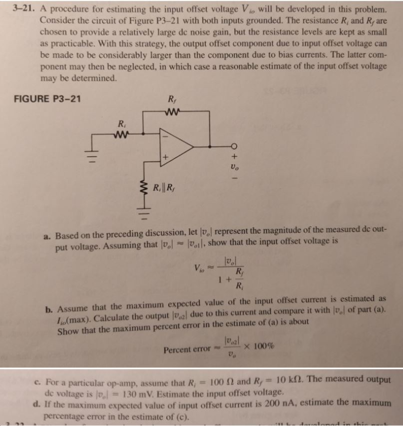 Solved A procedure for estimating the input offset voltage | Chegg.com