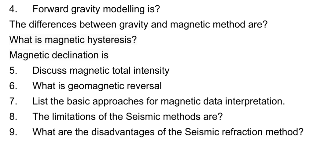 Solved Forward gravity modelling is? The differences | Chegg.com
