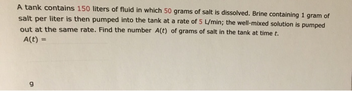 Solved A tank contains 150 liters of fluid in which 50 grams | Chegg.com