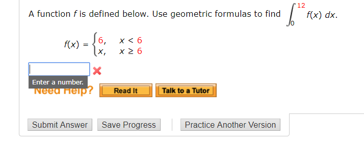 Solved r12 f(x) dx. 0 Enter a number Need Heip Read It Talk | Chegg.com Solved r12 f(x) dx. 0 Enter a number Need Heip Read It Talk | Chegg.com