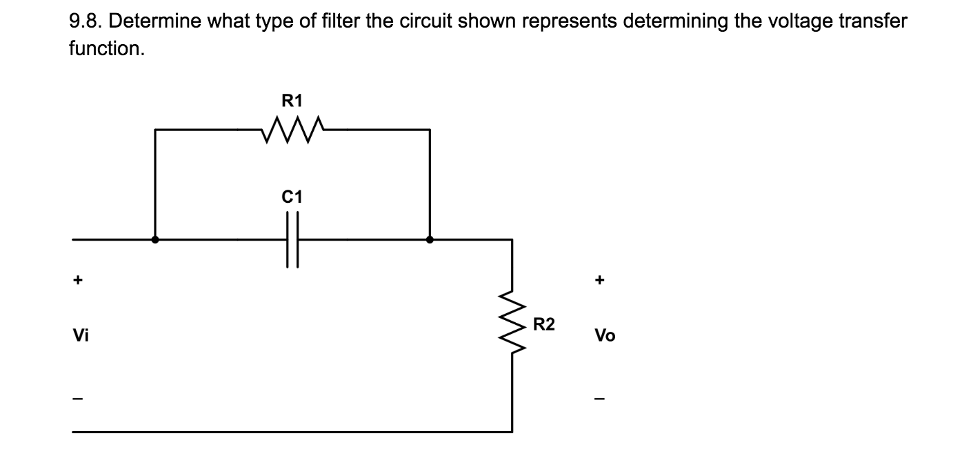 Solved Determine what type of filter the circuit shown | Chegg.com