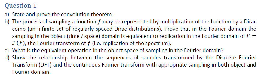Solved a) State and prove the convolution theorem. b) The | Chegg.com