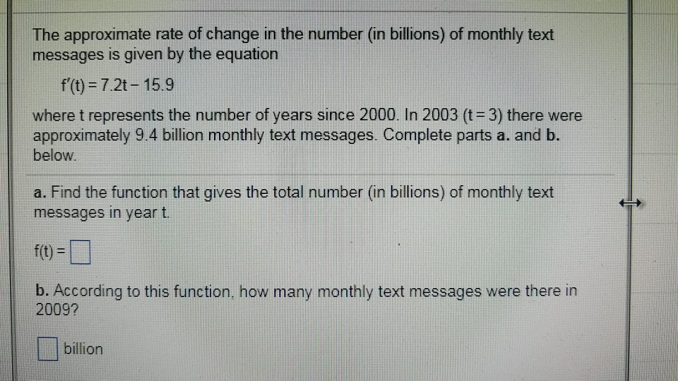 Solved The approximate rate of change in the number (in | Chegg.com