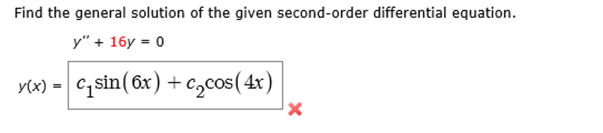 Solved Find The General Solution Of The Given Second Order