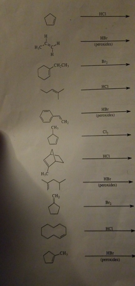 Solved HCI HBr (peroxides) Br2 CH CH3 HCI HBr (peroxides) CH | Chegg.com