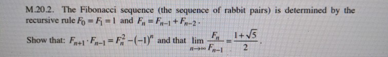 Solved M.202. The Fibonacci sequence (the sequence of rabbit | Chegg.com