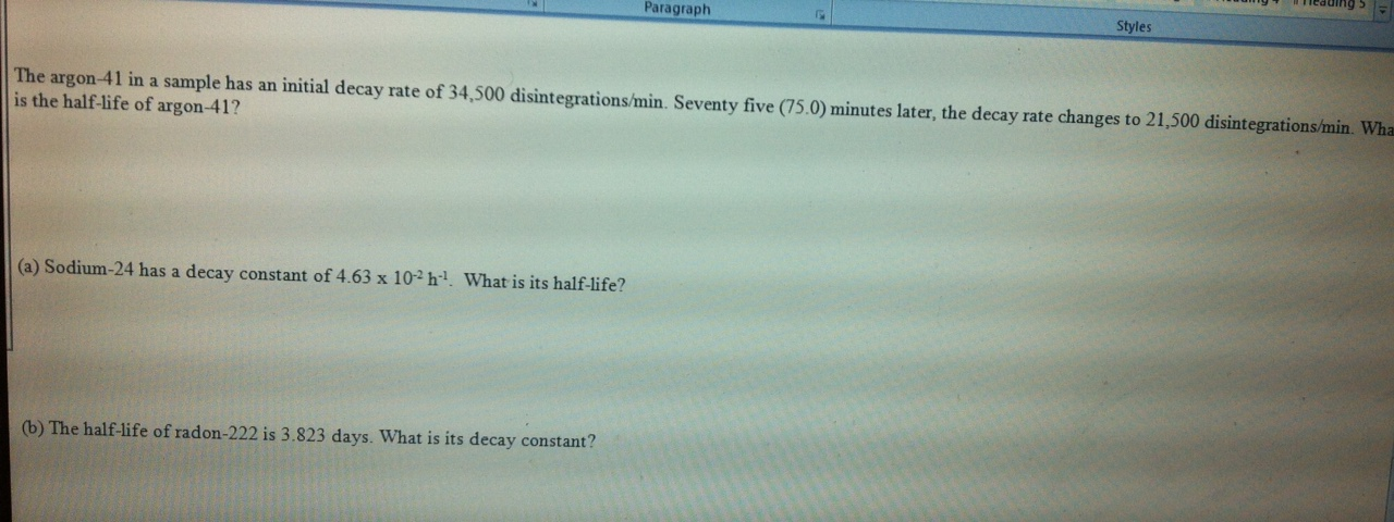 Solved The argon-41 in a sample has an initial decay rate of | Chegg.com