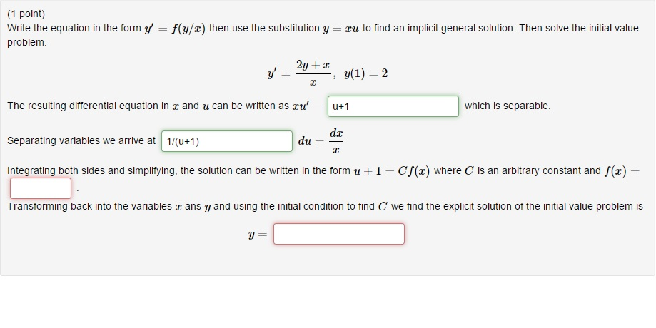 Solved Write the equation in the form y' = f(y/x) then use | Chegg.com