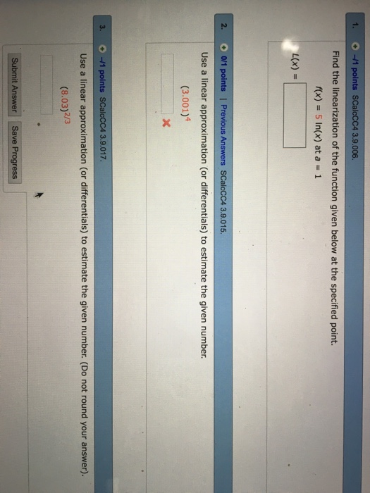 Solved Find The Linearization Of The Function Given Below At