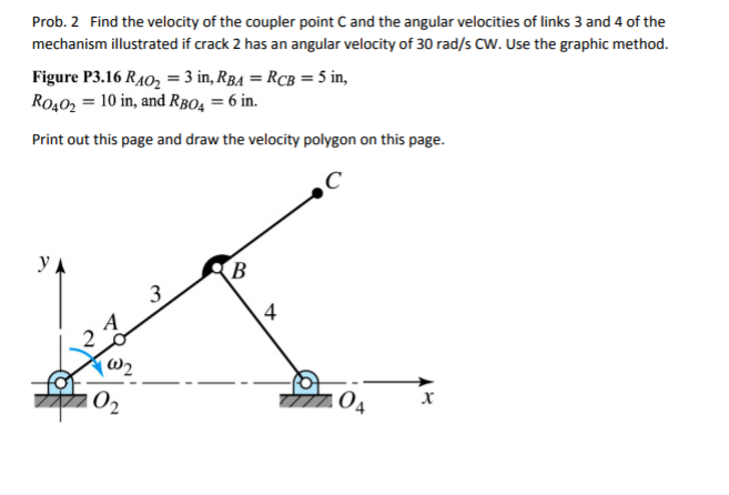 Solved Prob. 2 Find the velocity of the coupler point C and | Chegg.com