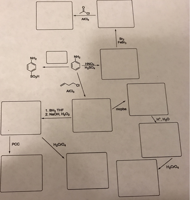 Solved PCC NH AlCl3 NH2 AICI3 1. BH3 THF 2. NaOH, H202 | Chegg.com