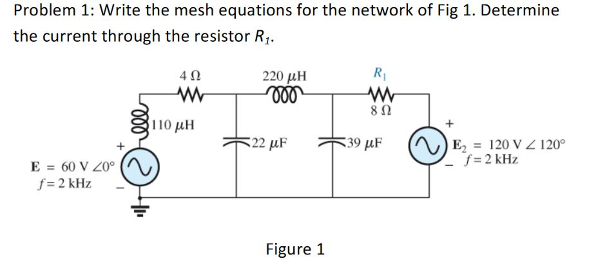 Solved Write the mesh equations for the network of Fig 1. | Chegg.com