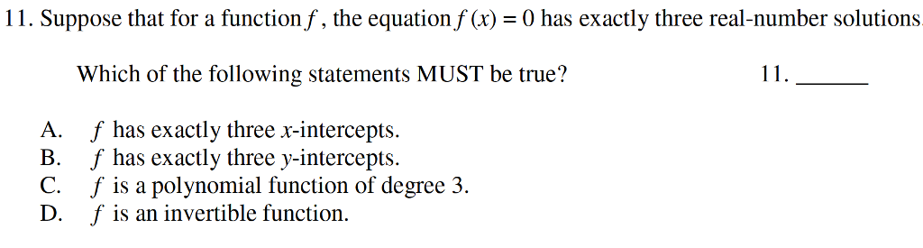 Solved 11. Suppose that for a function f, the equation f (x) | Chegg.com