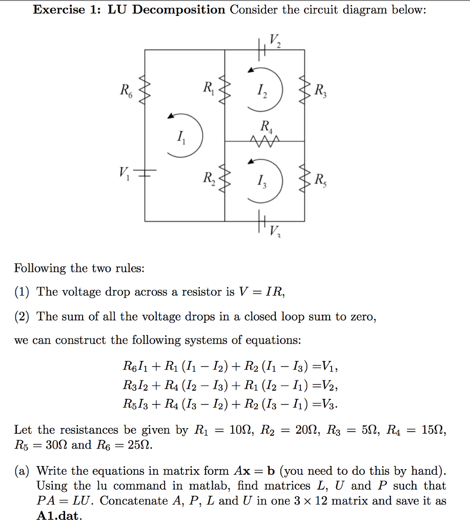 Solved LU Decomposition Consider the circuit diagram below: | Chegg.com