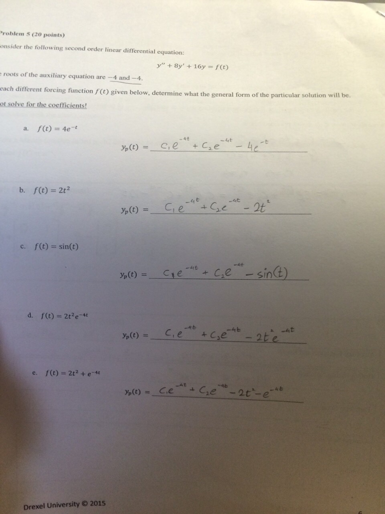 Solved Consider the following second order linear | Chegg.com Solved Consider the following second order linear | Chegg.com