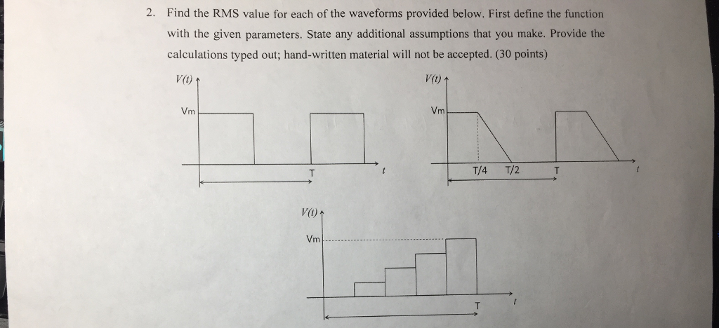Solved Find the RMS value for each of the waveforms provided | Chegg.com