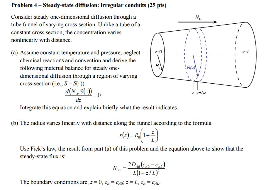 Solved Consider steady one-dimensional diffusion through a | Chegg.com