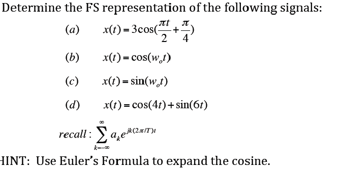 Determine the FS representation of the following | Chegg.com