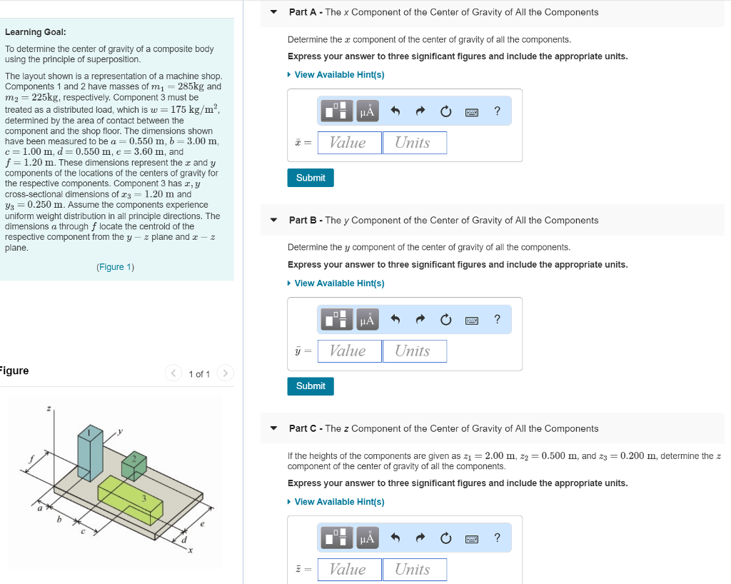 Solved Part A-The x Component of the Center of Gravity of | Chegg.com