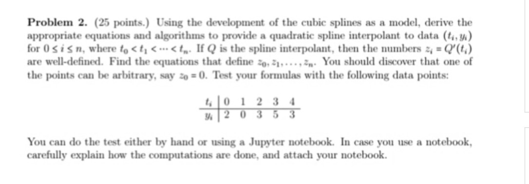 Solved Using the development of the cubic splines as a | Chegg.com
