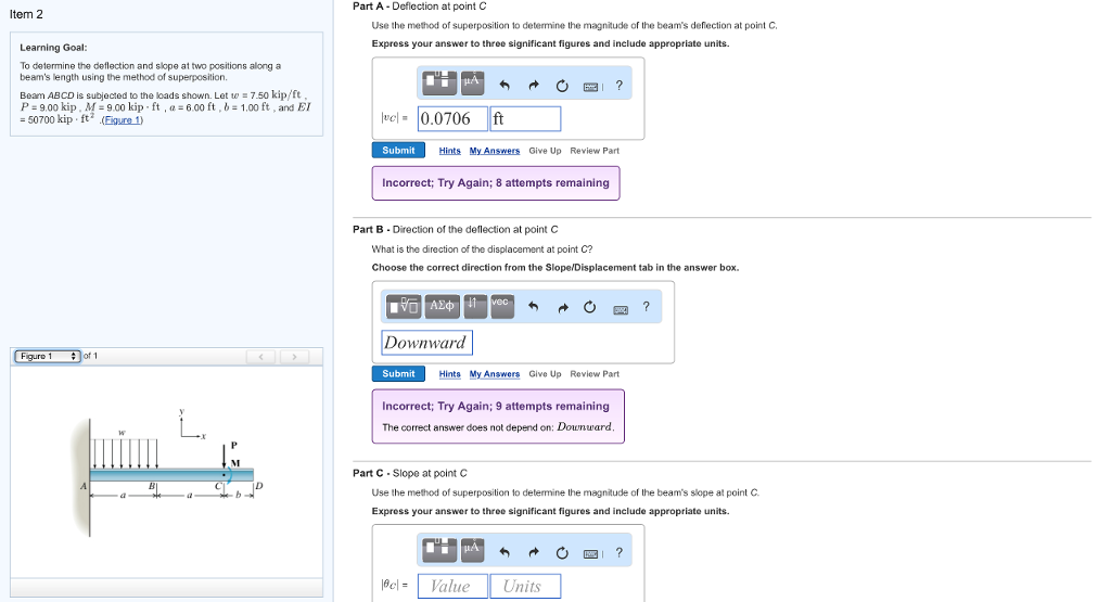Solved Item 2 Learning Goal To determine the deflection and | Chegg.com