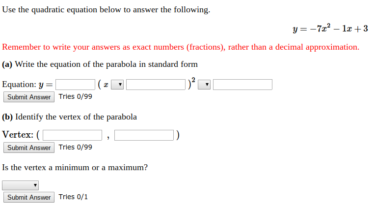 Solved Use the quadratic equation below to answer the | Chegg.com