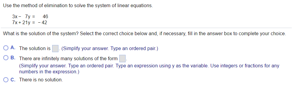 Solved Use the method of elimination to solve the system of | Chegg.com