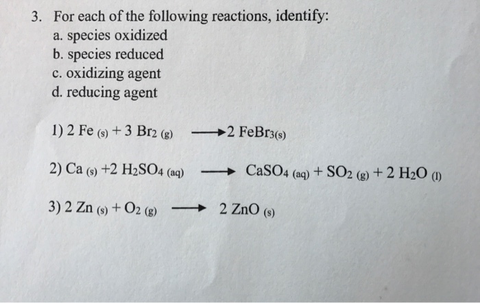 Solved For each of the following reactions, identify: | Chegg.com