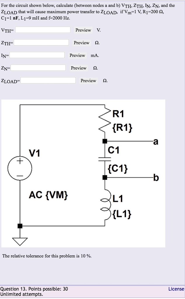 Solved For the circuit shown below, calculate (between nodes | Chegg.com