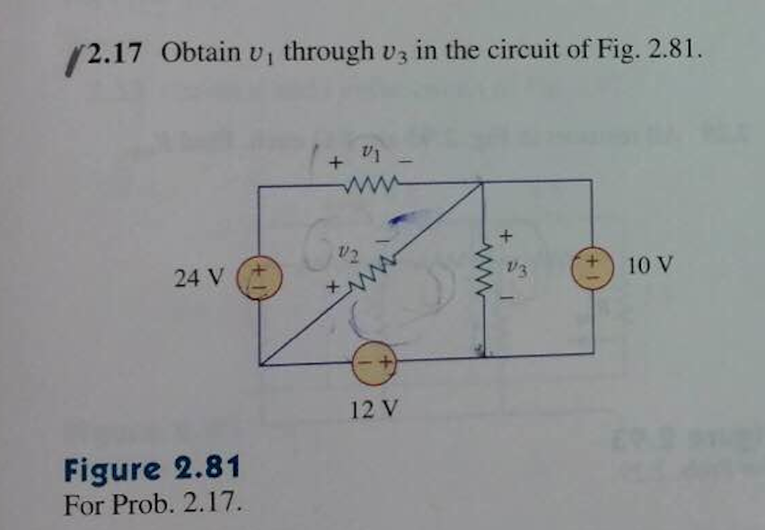 Solved 2.17 Obtain v1 through v3 in the circuit of Fig. | Chegg.com