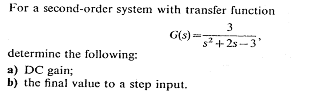 Solved For a second-order system with transfer function G(s) | Chegg.com