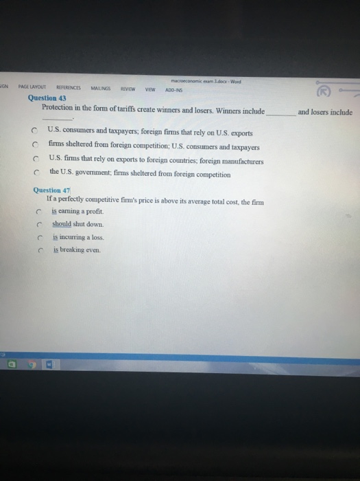 Solved Protection in the form of tariffs create winners and | Chegg.com