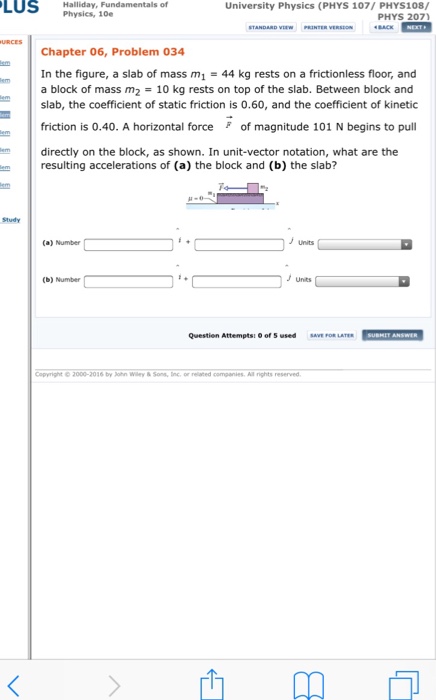 Solved In the figure, a slab of mass m_1 = 44 kg rests on a | Chegg.com