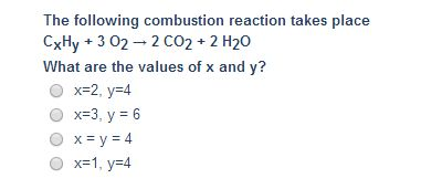 Solved The following combustion reaction takes place CxHy + | Chegg.com