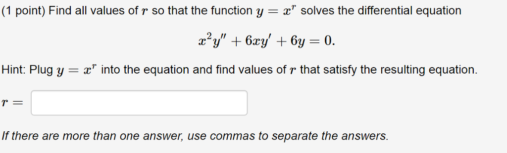 Solved Find all values of r so that the function y = x^r | Chegg.com