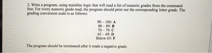 Solved Write a program, using mainline logic that will read | Chegg.com