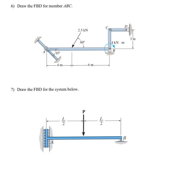 Solved Draw the FBD for member ABC. Draw the FBD for the | Chegg.com