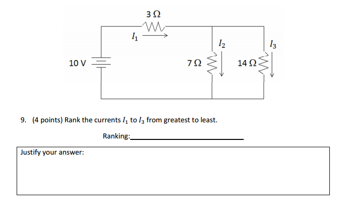 Solved Rank the currents to/3 from greatest to least. | Chegg.com