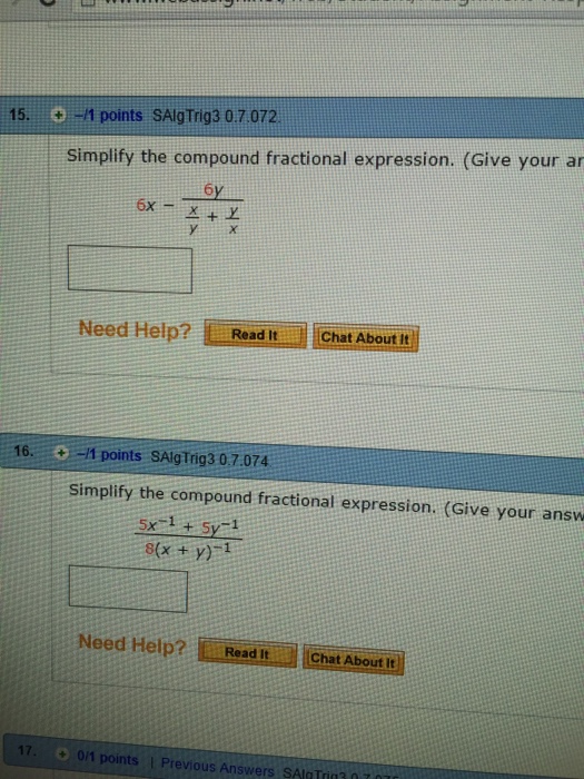 Solved Simplify the compound fractional expression. | Chegg.com