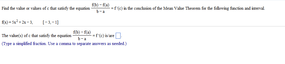 Solved Find the value or values of c that satisfy the | Chegg.com