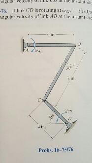 Solved If link CD is rotating at wCD = 5 rad/s, determine | Chegg.com