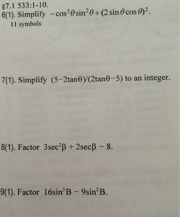 Solved Simplify -cos^2 theta sin^2 theta+(2sin theta cos | Chegg.com